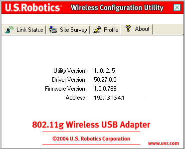 802.11g Wireless USB Adapter User Guide USRobotics Wireless Turbo User Interface